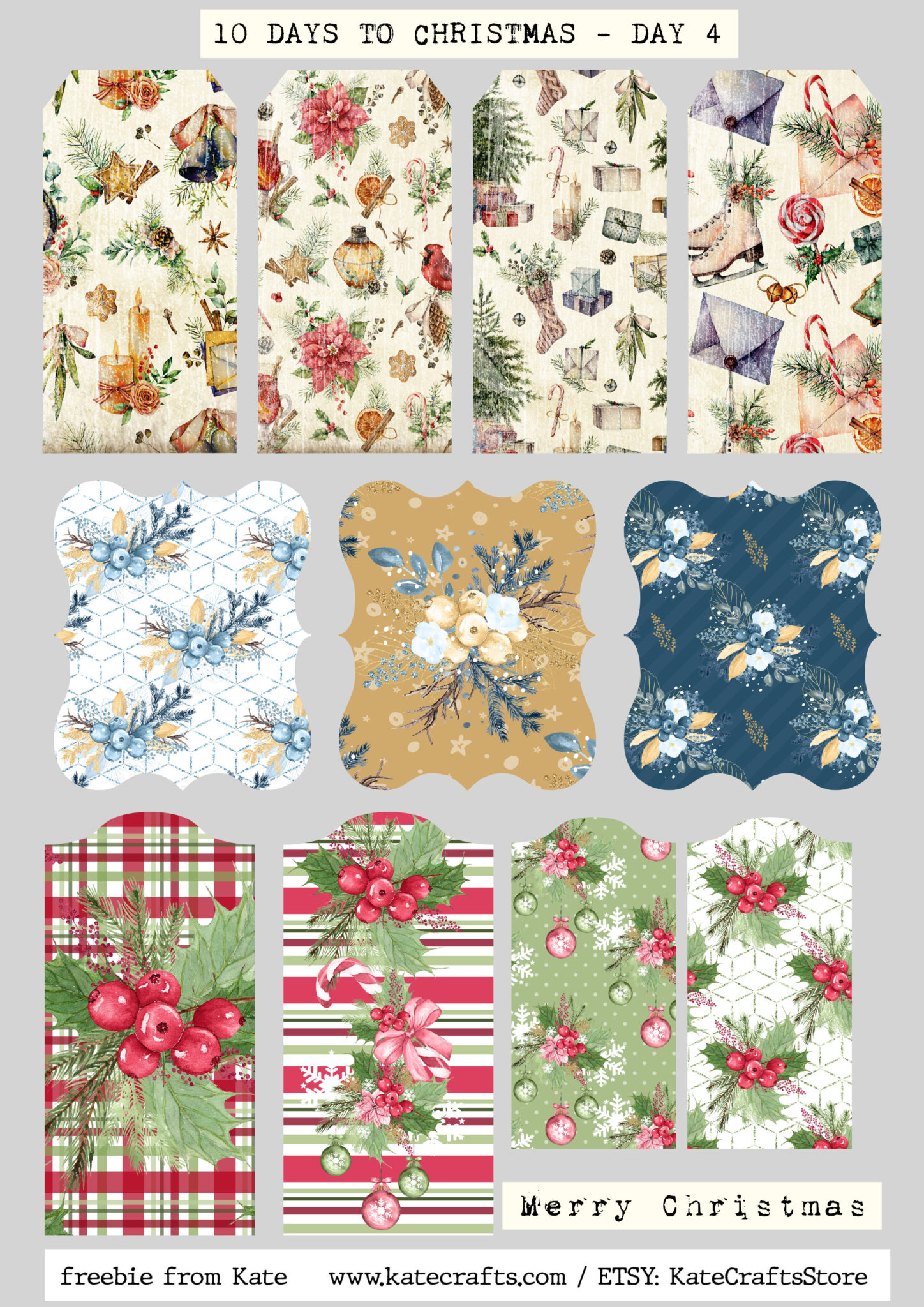 CHRISTMAS FREEBIE DAY 4 and DAY 5 | Kate Crafts