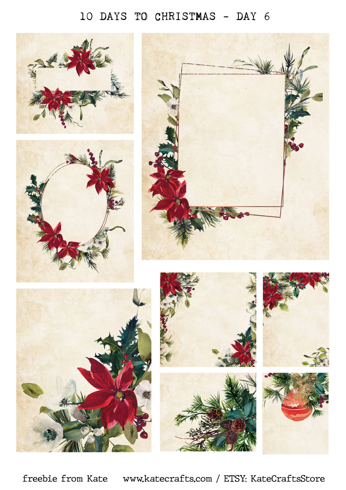 CHRISTMAS FREEBIE DAY 6 and 7 | Kate Crafts