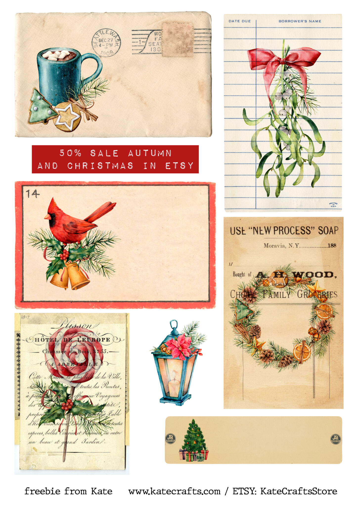 FREEBIE + 50% sale on Christmas/Autumn printables | Kate Crafts